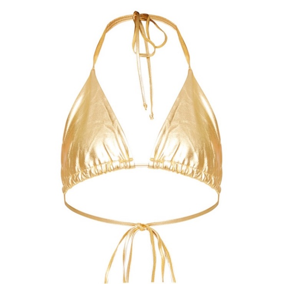 PrettyLittleThing | Swim | Prettylittlething Gold Metallic Triangle ...